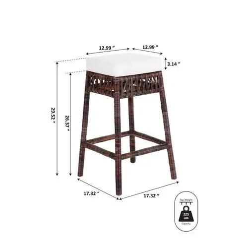 JONATHAN Y Bali Rattan Backless Counter Stool - Dark Brown (29.5" Bar Stool)